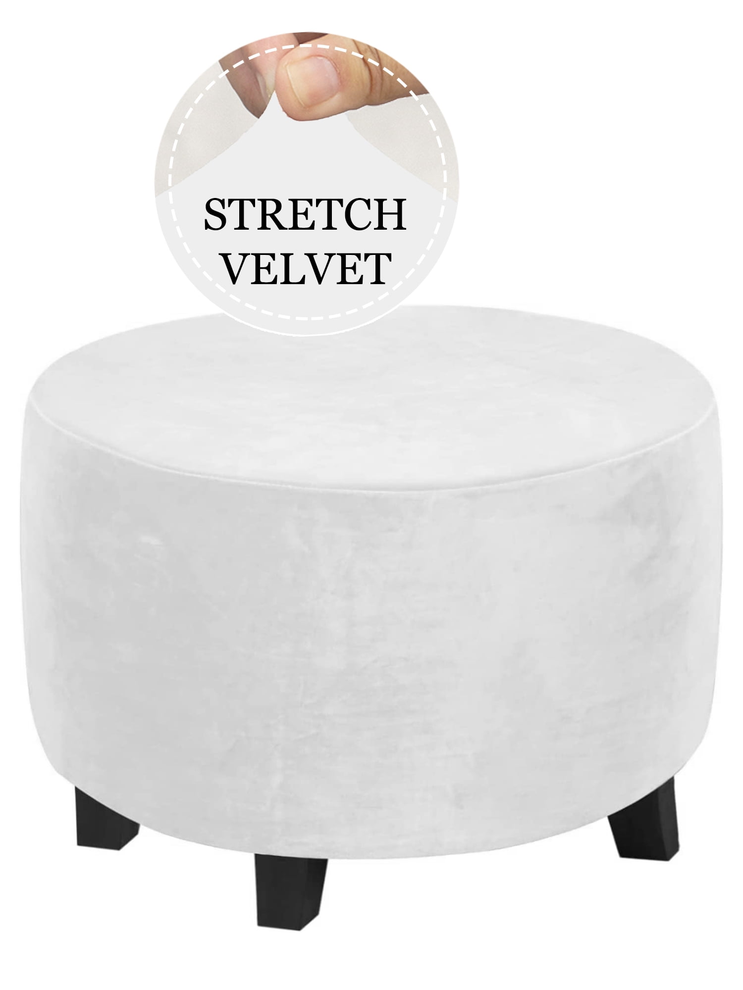 KBOOK Round Ottoman Slipcover Velvet Ottoman Covers Living Room ...