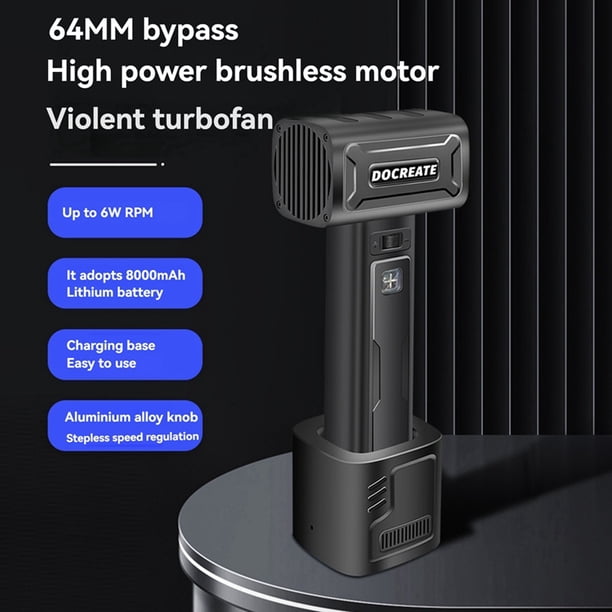 Ventilador Turbo de 8000 MAh, Alta Potencia, Recarga Rápida, Motor Sin ...