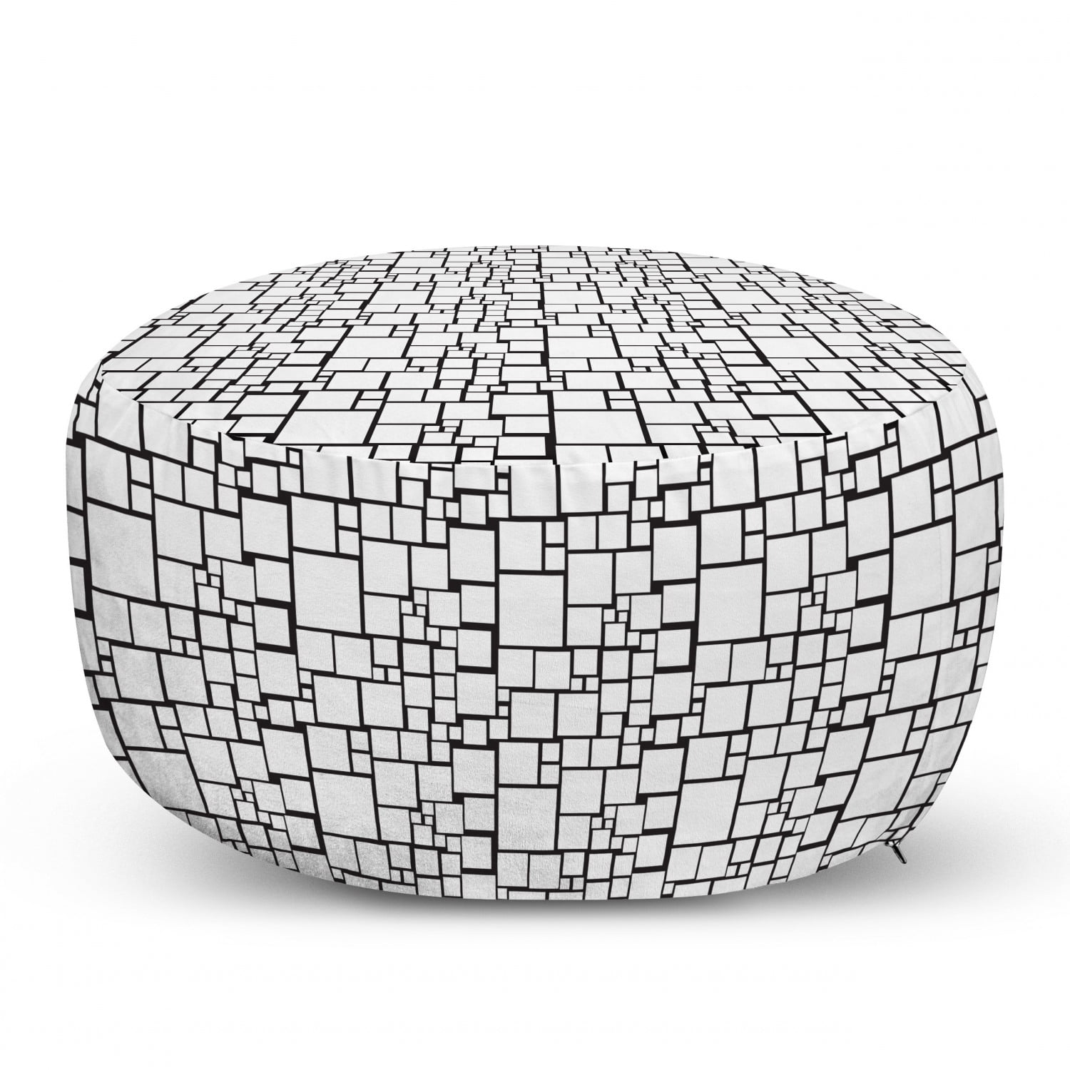 Modern Pouf Cover with Zipper, Simplistic Layout of Outline Drawings ...