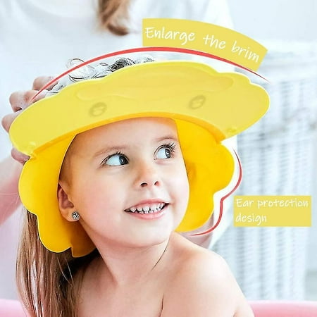 Yellow Baby Shower Cap, Adjustable Visor Bathing Caps, Shampoo Hat ...