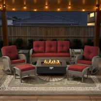 Opohoro 8-Piece Outdoor Patio Fire Pit Set with Sofa and Flat Arm, 43 ...