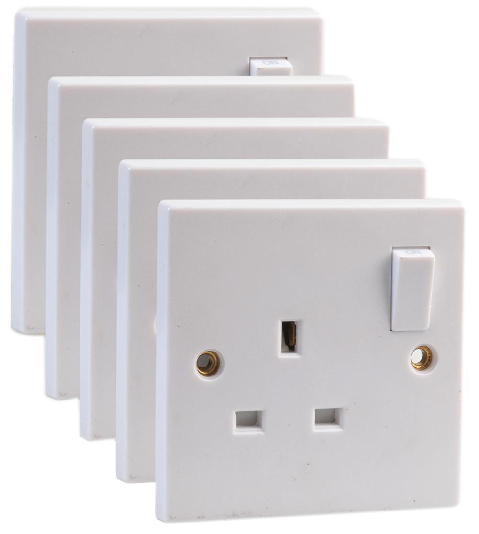 PRO ELEC - Mains Sockets, 1 Gang, Switched, SP, 13A, White, Pack of 5 ...