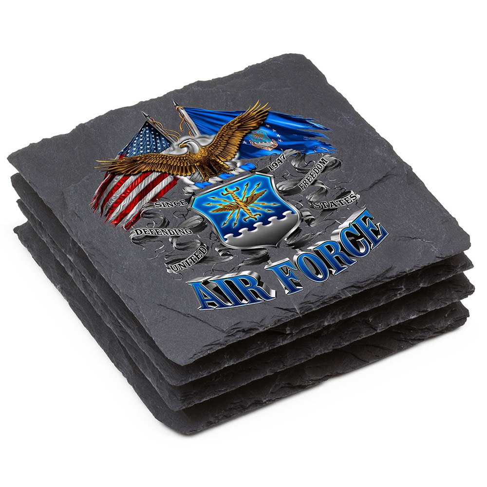 US Air Force Natural Stone Coaster Patriotic- Air Force Double Flag ...
