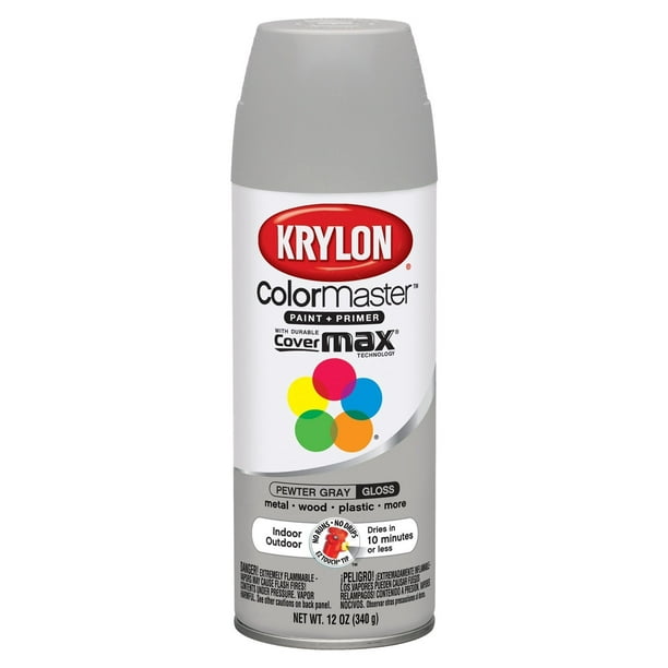 Krylon K05160607 ColorMaster Paint + Primer, Gloss, Pewter Grey, 12 oz ...