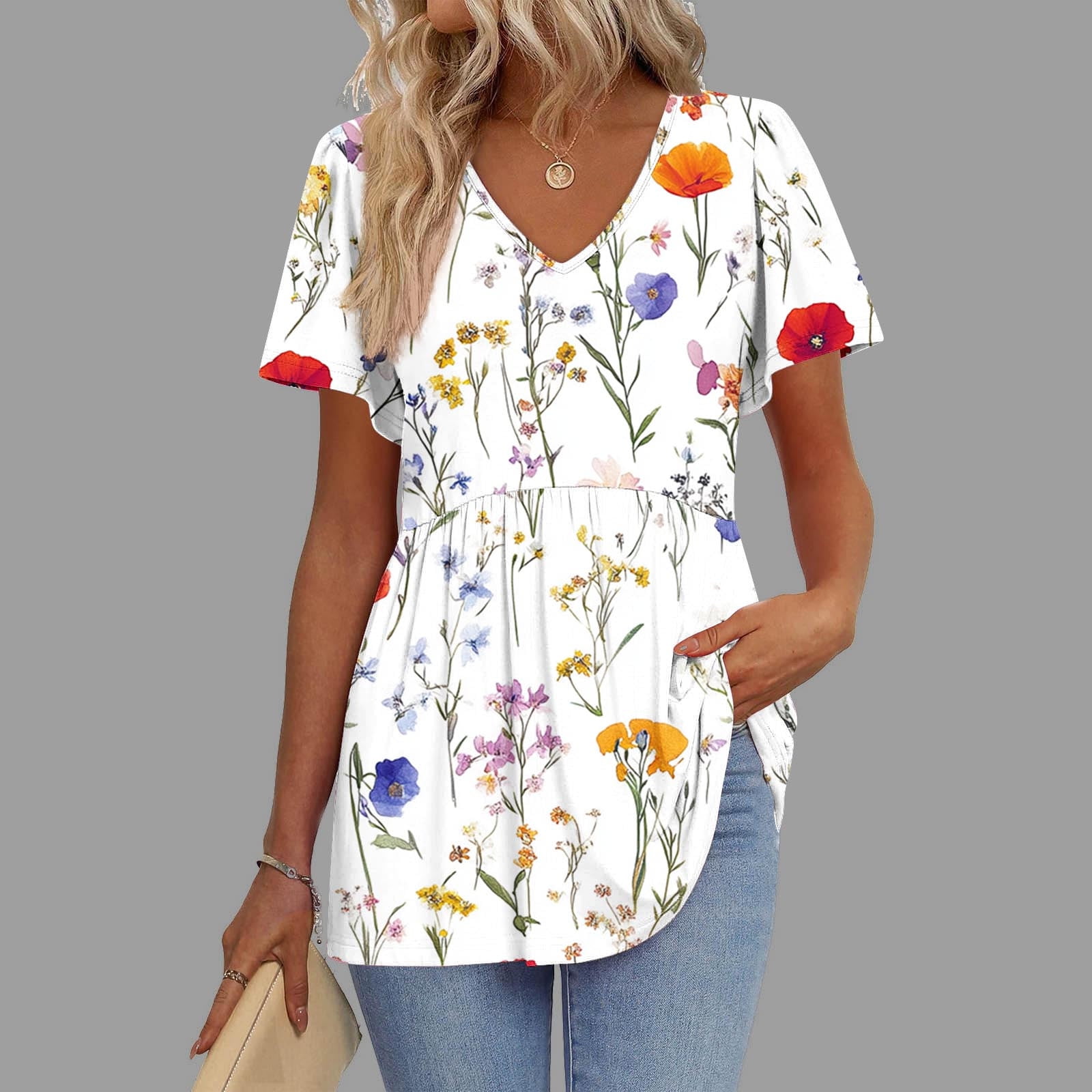 Click here for Fatuov Womens Casual Tops Clearance $15 Short Slee... prices
