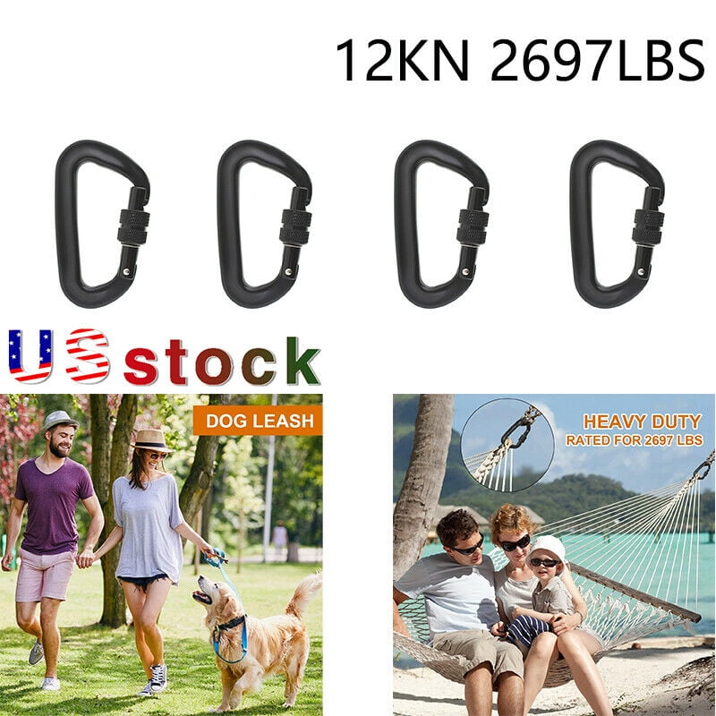 Rock Climbing Carabiner Clips Locking and Heavy Duty 12KN 4 pieces ...
