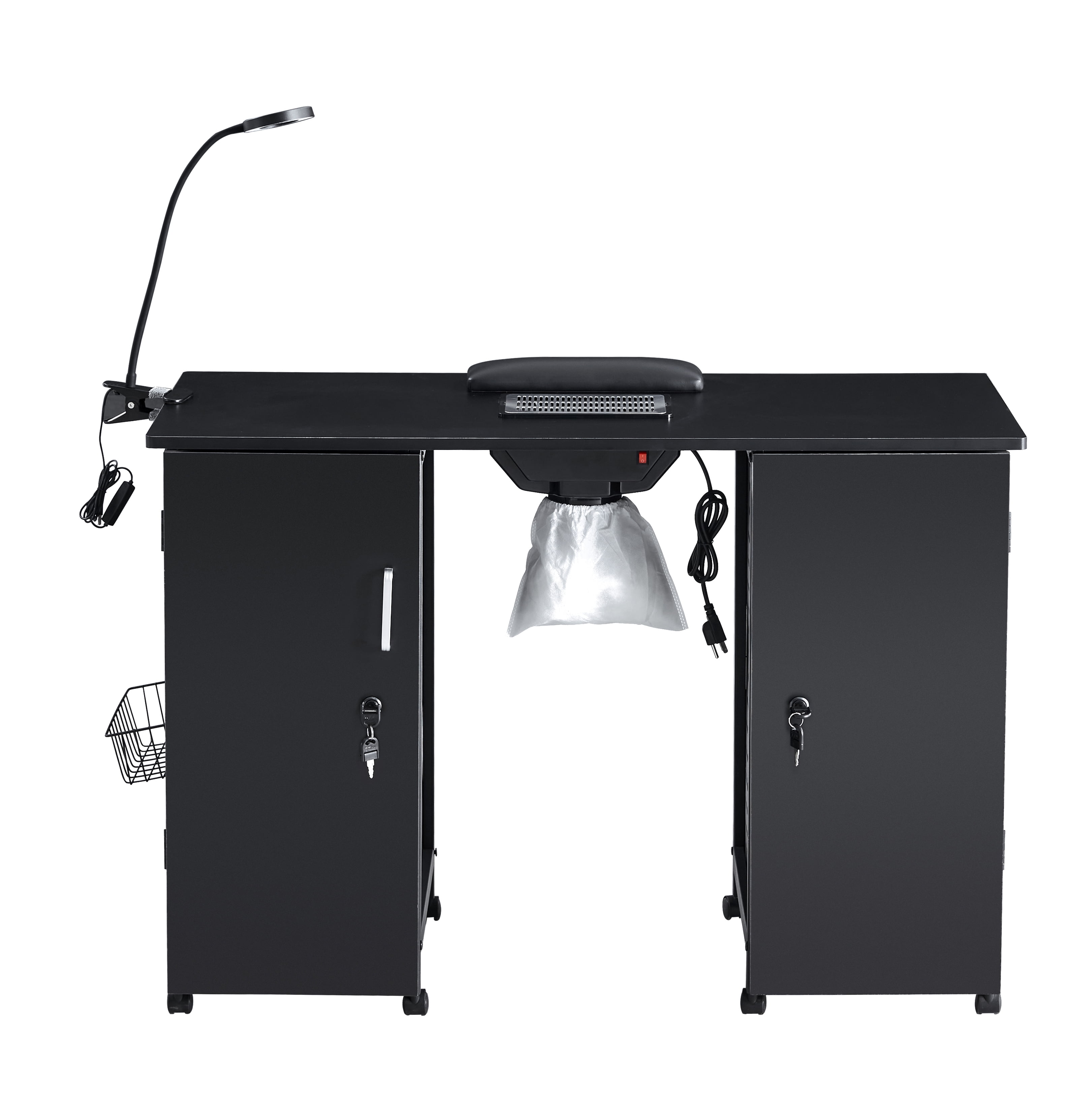 Nail Table, HSUNNS Black Metal Manicure Table with Dust Collector ...