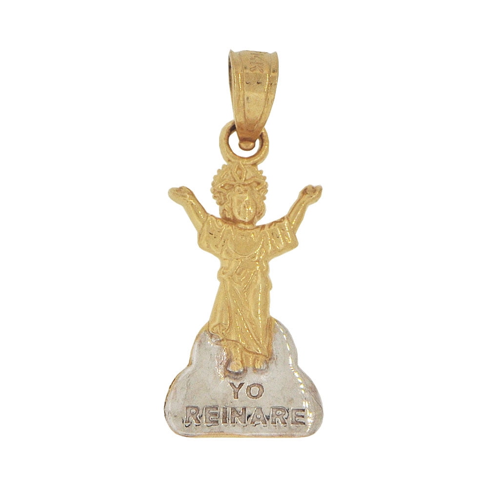 14k Yellow Gold White Rhodium, Mini Divine Infant Child Jesus Pendant ...