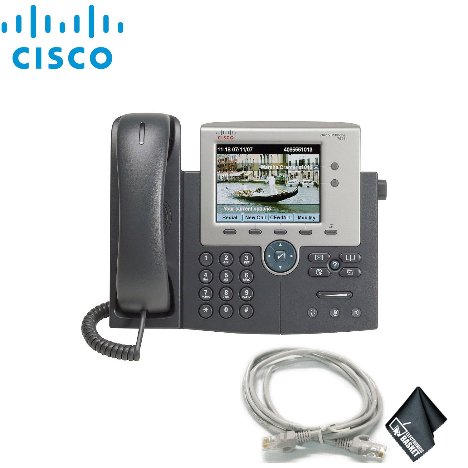 Cisco 7945G Unified IP Phone with Extra Cat5 Cables Combo - Walmart.com