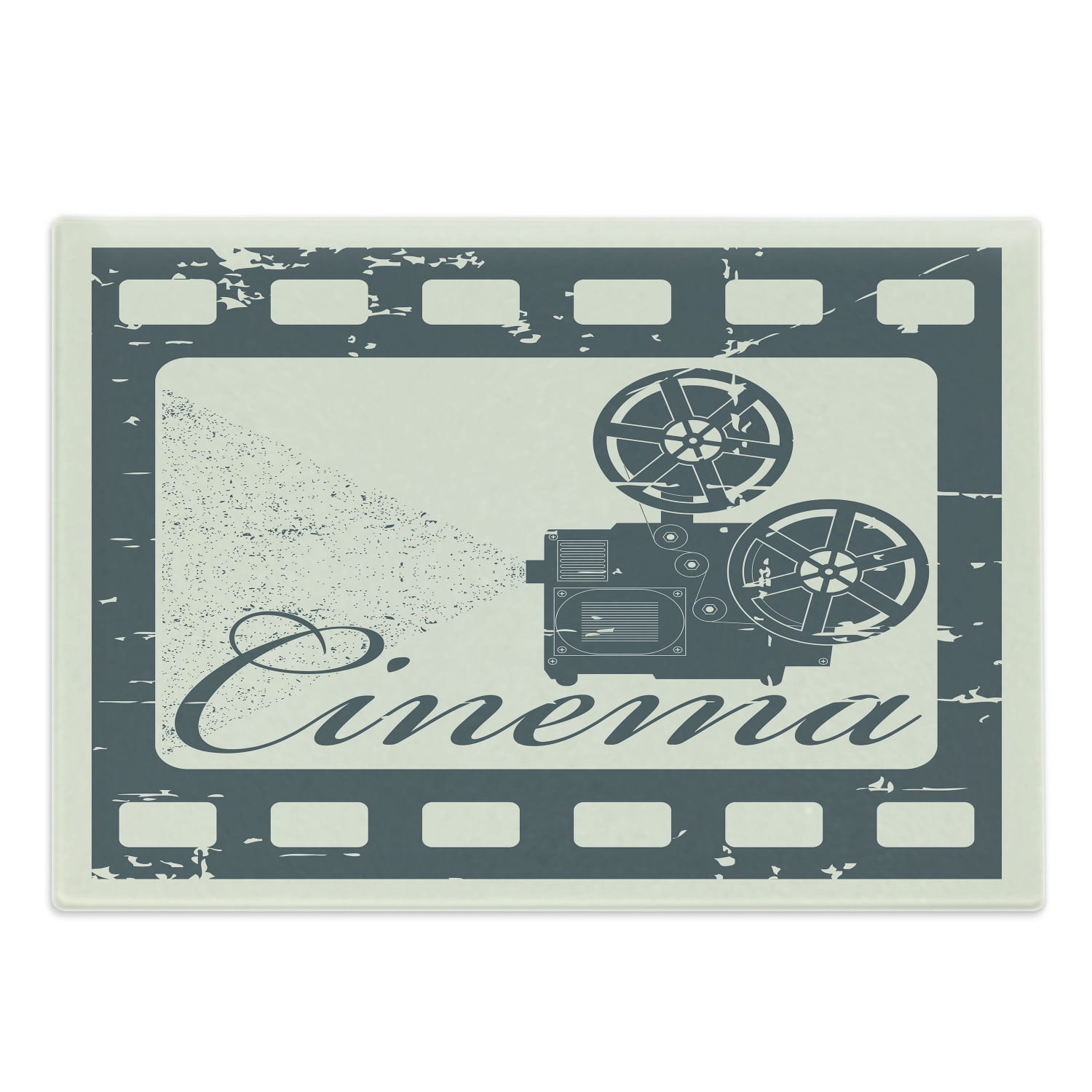 Movie Theater Cutting Board, Grunge Poster Design with Strip Frame ...