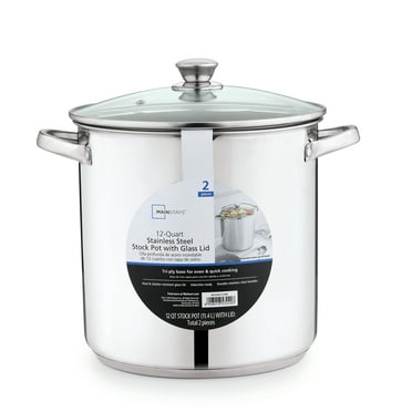 Venus Stainless Steel Deep Stock Pot with Glass Lid 2.1-qt. (2 L) Soup ...