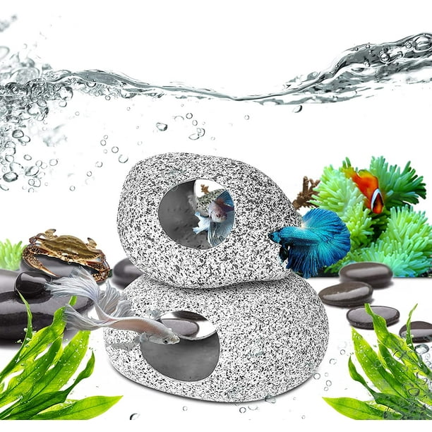 2 Pack Fish Cave Aquarium Cave Aquarium Decoration Fish Hideout House ...