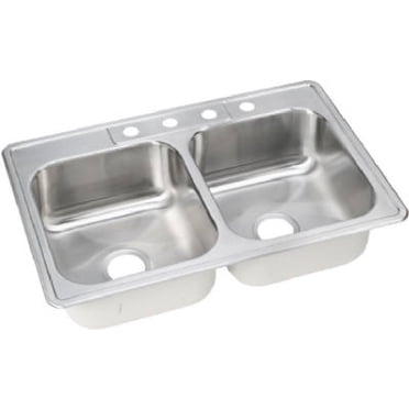 Sterling Stainless Steel Kitchen Sink Double Bowl 33 In. X 22 In. X 6 ...