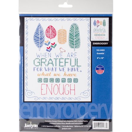 Janlynn Stamped Embroidery Kit 8"X10"-Grateful-Stitched In Floss ...