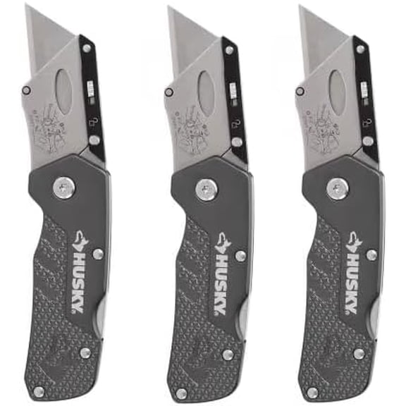 Husky Folding Sure-Grip Utility Knife, Lock Back Design, 10 Disposable ...