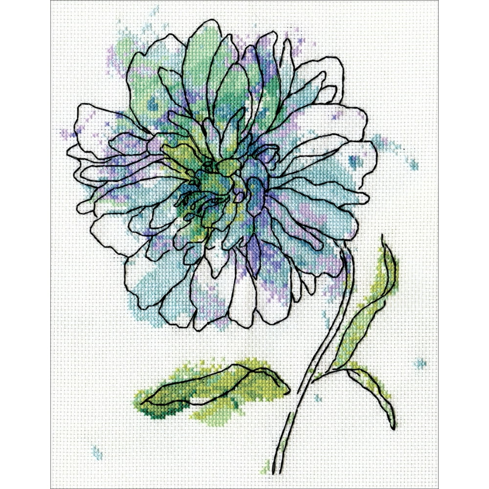 Design Works Counted Cross Stitch Kit 5"X7"-Blue Floral (14 Count ...