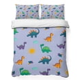 Cartoon Dinosaur Sun on Purple 3 Pieces Quilt Set,1 Quilt with 2 Shams ...