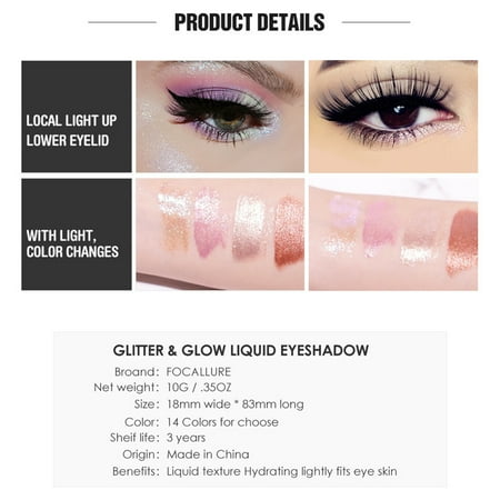 Archer FOCALLURE Shiny Glitter Lasting Waterproof Liquid Eyeshadow Eye ...