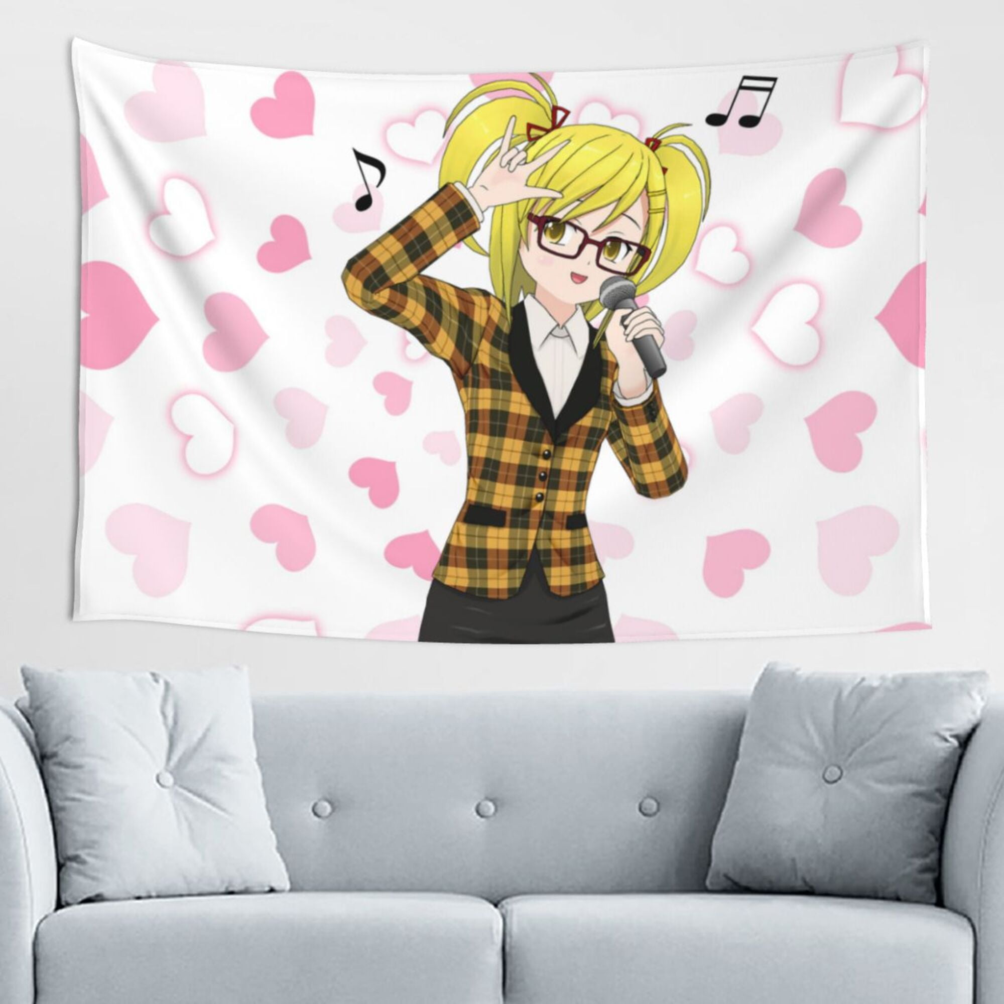 Moe Anime Sing Woman Tapestry, Manga Comic Girl Wall Hanging Tapestries ...