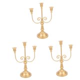 WRISTBIQUE Candelabrum Iron 3-Head Candle Stand European Style 3Pack ...