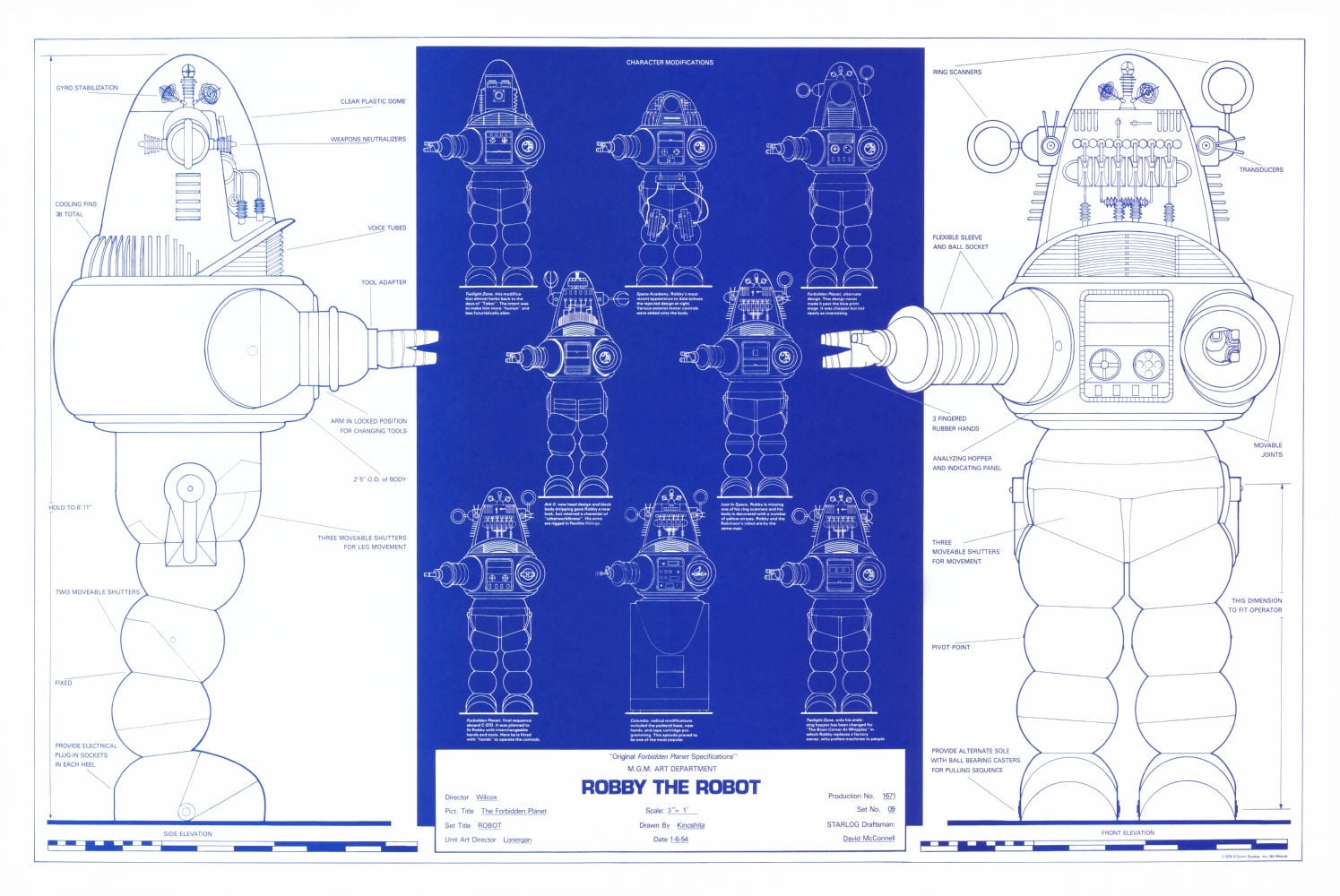 Robby The Robot Blueprint Poster 16in x 24in 16x24 Multi-Color Square ...