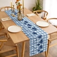 Blue Tulip Table Runner, Blue Flower Silhouette Cotton Linen Table ...