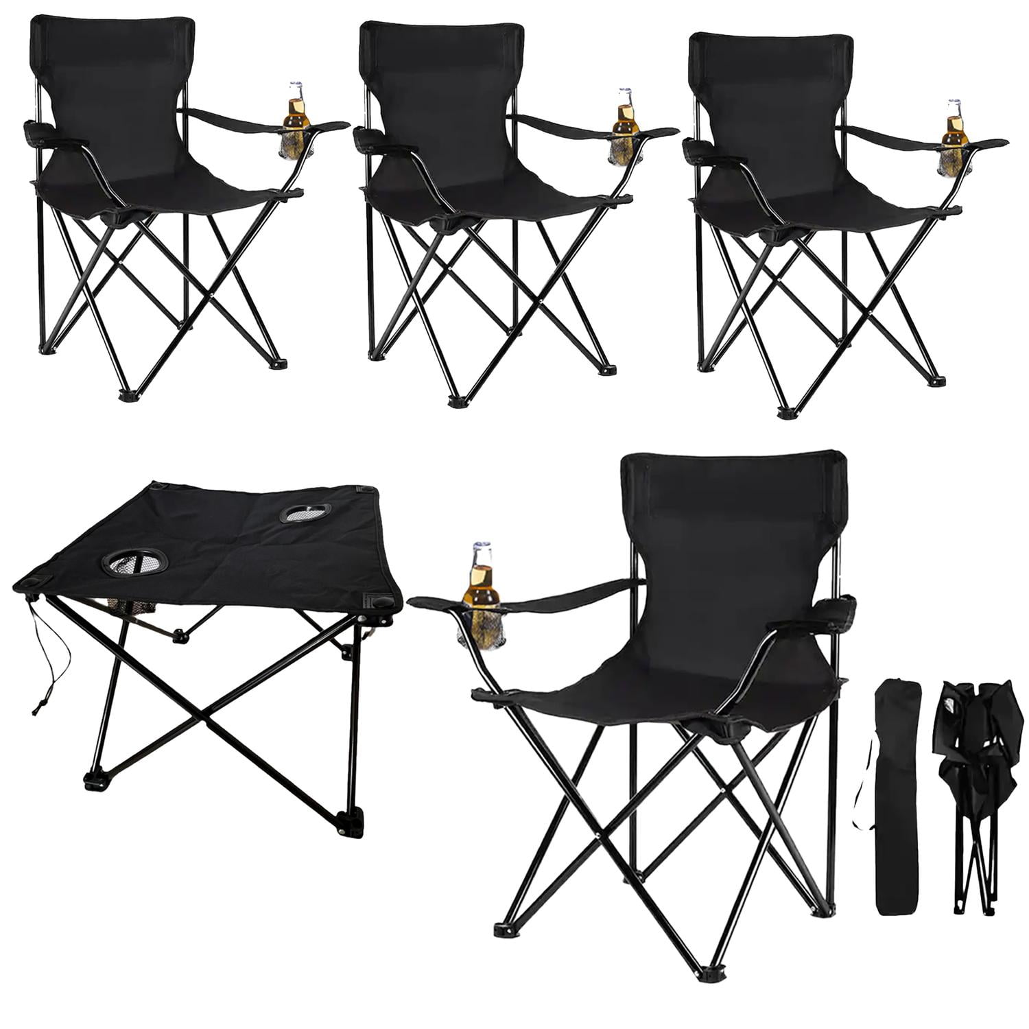 4 Sillas Playera Plegable para Camping Jardin con Mesa negro | Bodega ...
