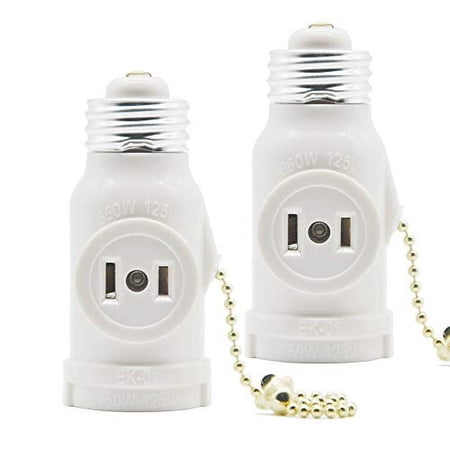 2 Outlet Light Socket Adapter, E26 Bulb Socket to Outlet Splitter ...
