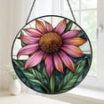 Pink Coneflower Stained Glass Suncatcher – Botanical Window Decor ...
