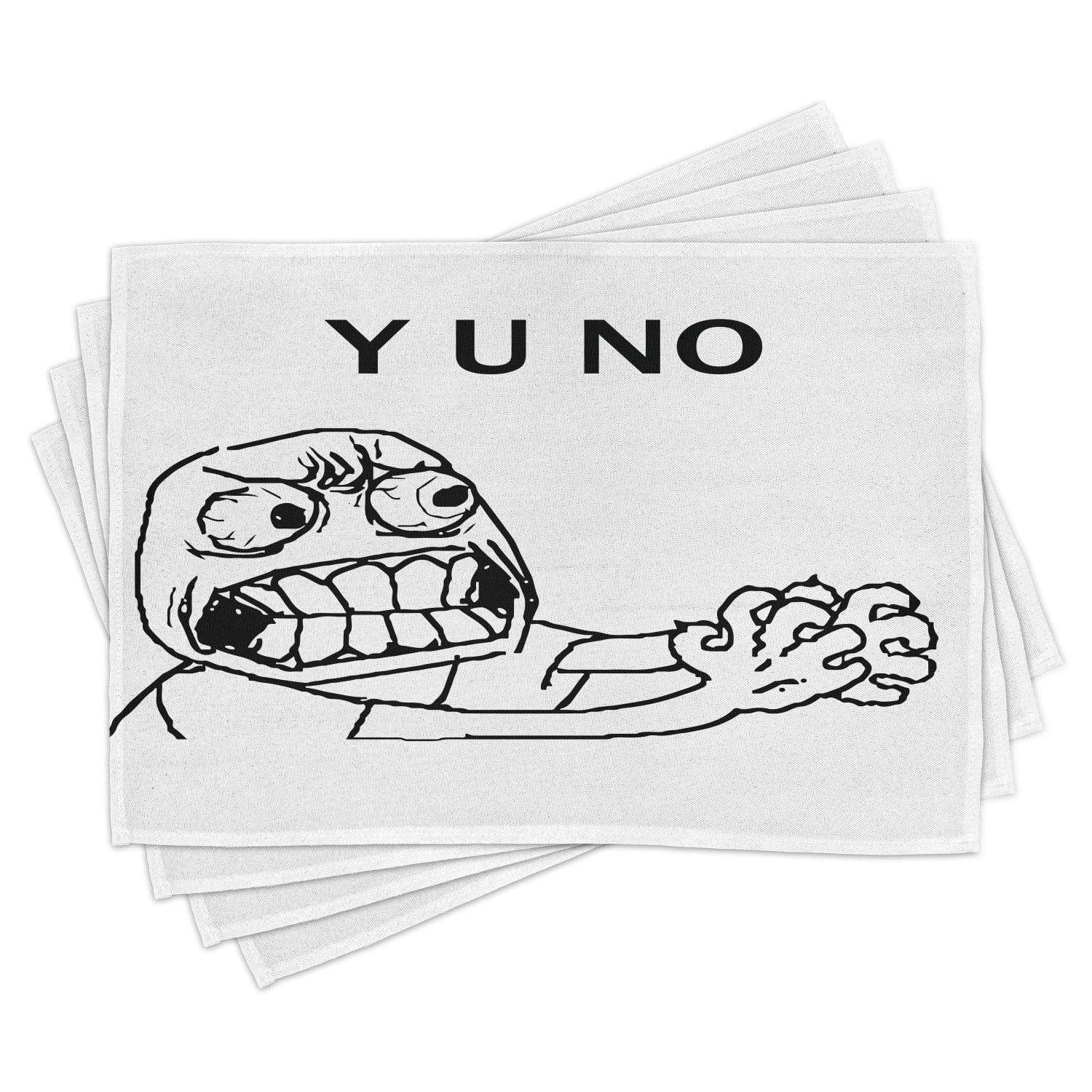 Ambesonne Humor Place Mats Set of 4, Hipster Mascot Meme, Standard Size ...