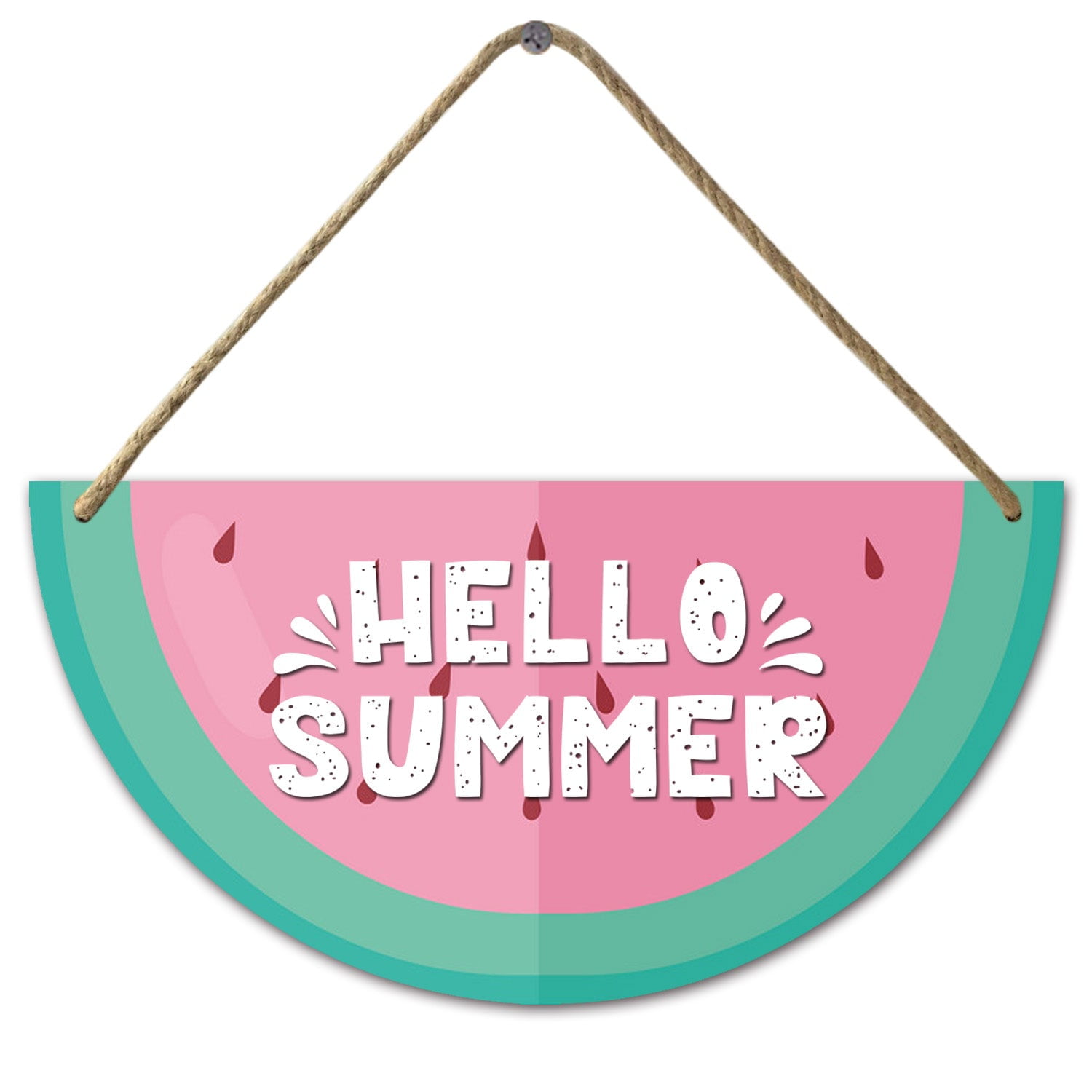 Eveokoki Watermelon Door Sign Hello Summer Door Hanger Wood Front Door