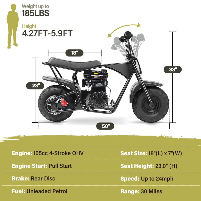 Oryxearth OGM105 Basic 4-Stroke Mini Bike, 105CC Gas Thailand | Ubuy