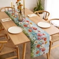 Colorful Poppy Cotton Linen Table Runner Spring Red Pink White Floral ...