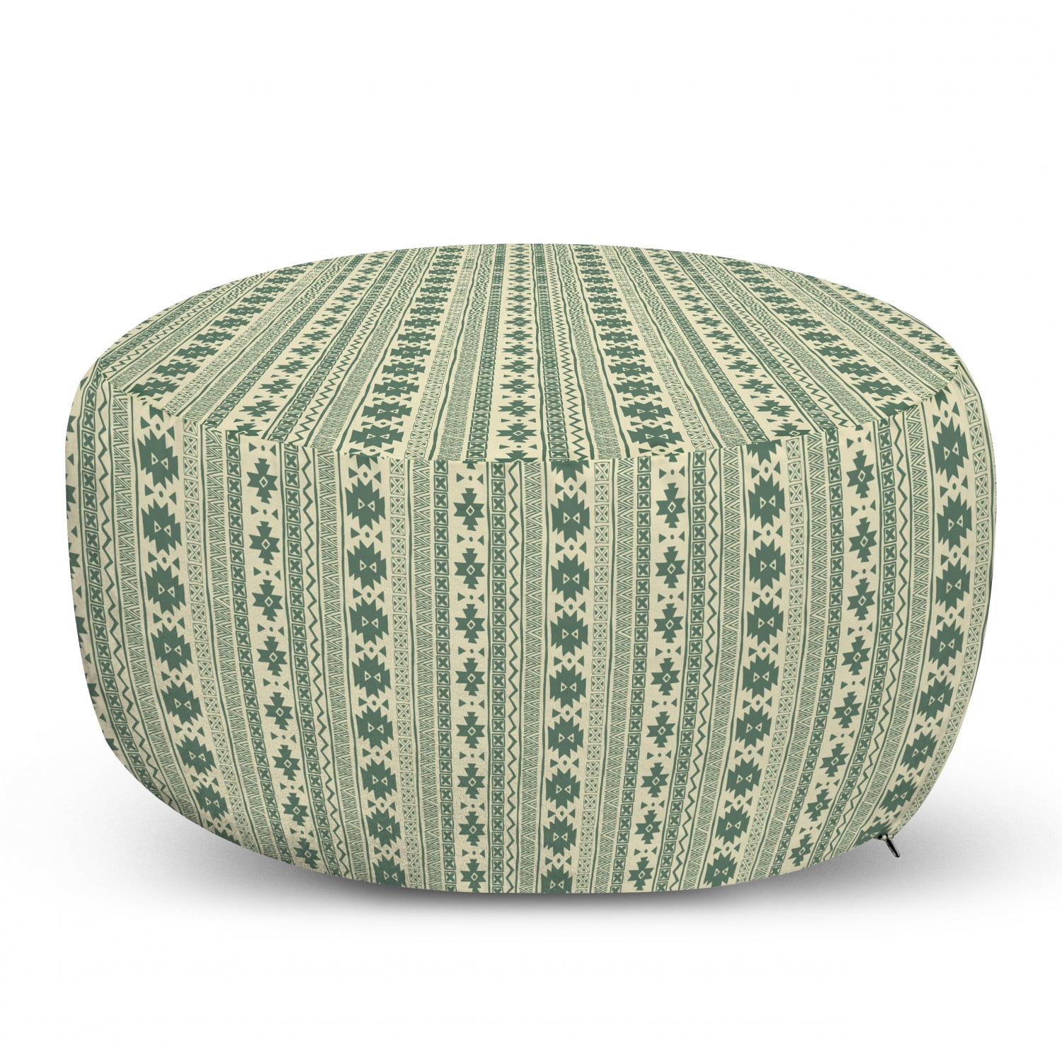 Aztec Pouf Cover with Zipper, Vertical Borders with National Motifs ...