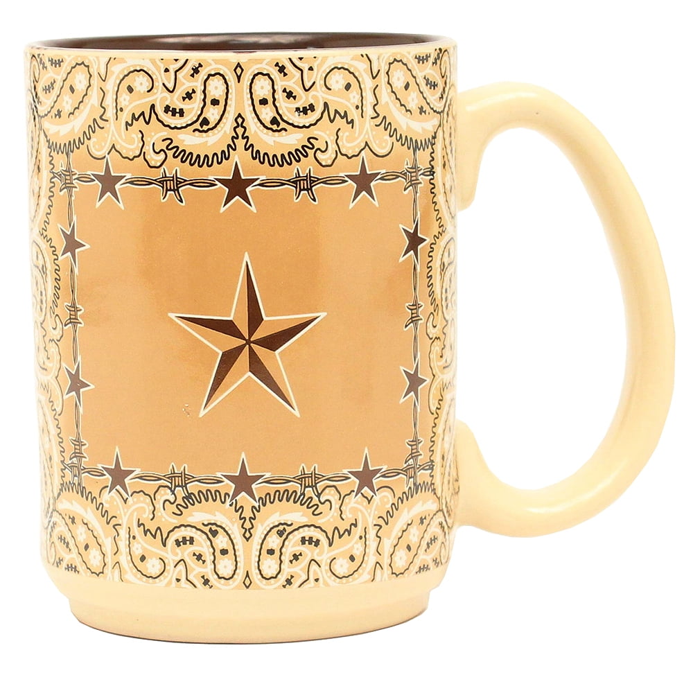WESTERN MOMENTS HOME DƒCOR BARB WIRE STAR PATTERN COFFEE MUG TAN ...