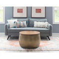 Pemberly Row Modern Large Wood and Metal Drum Table with Storage in ...