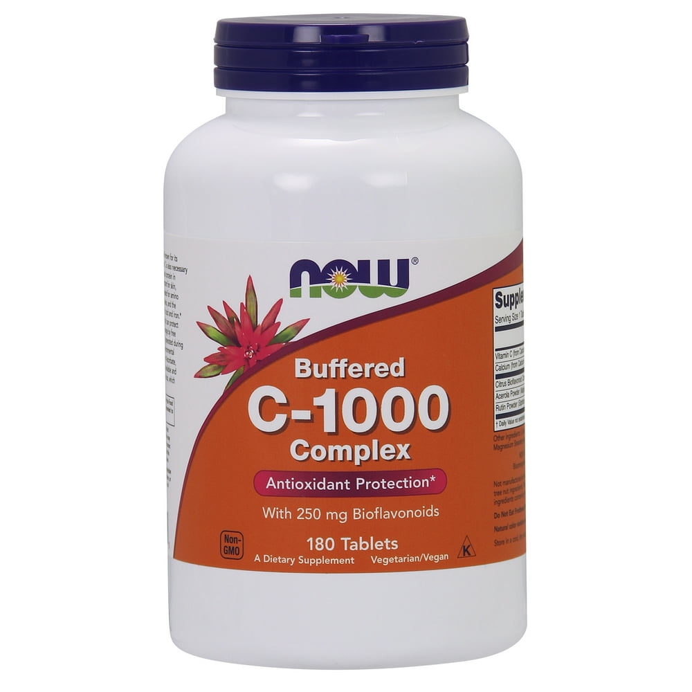NOW Supplements, Vitamin C-1000 Complex with 250 mg of Bioflavonoids, Buffered, Antioxidant ...