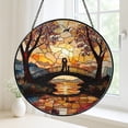 Bridge Sunset Landscape Stained Glass Suncatcher Window Hanging, Nature ...