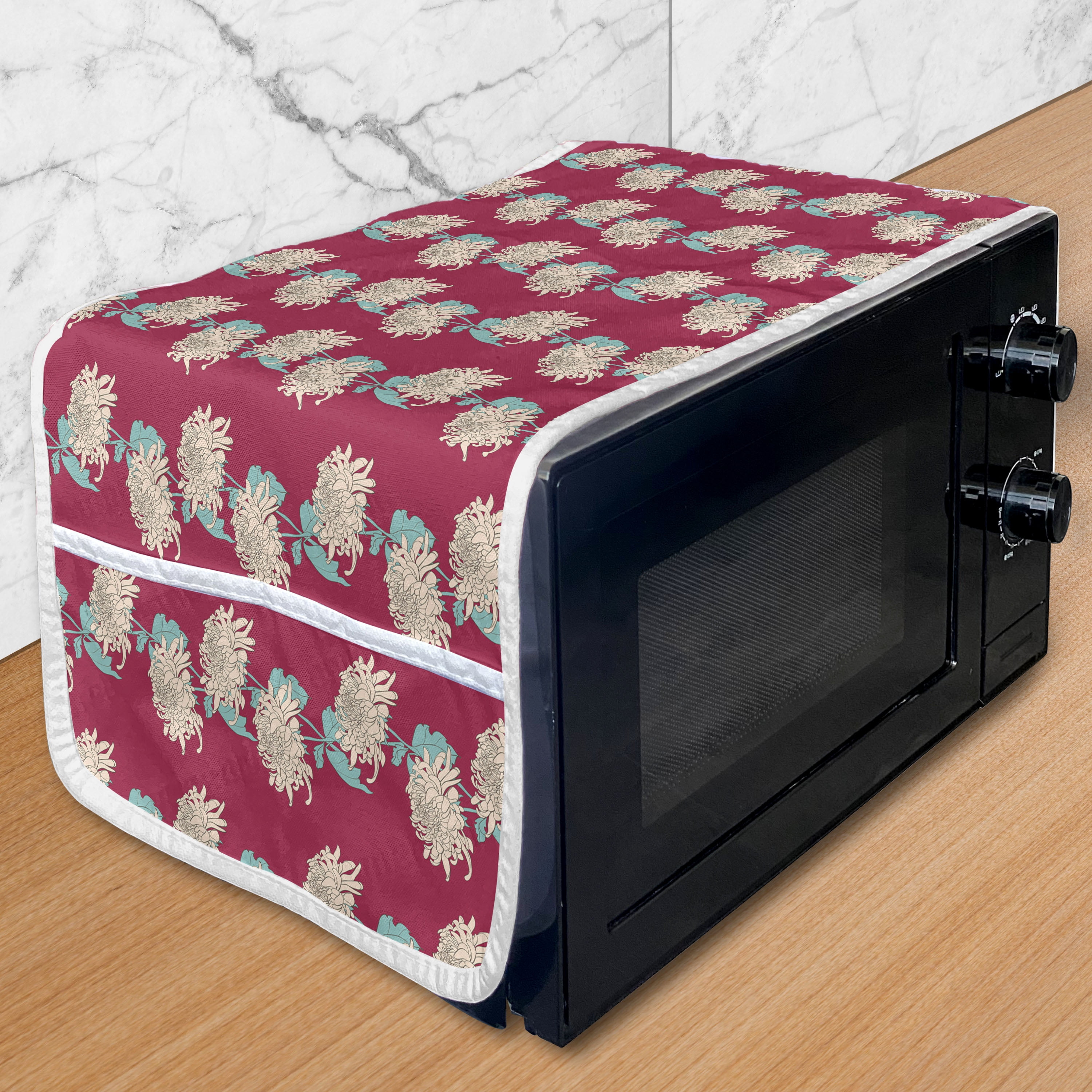 Spring Microwave Oven Cover, Chrysanthemum Bouquets Blowing Beauty ...