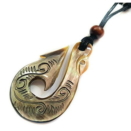 Maori Fish Hook Necklace for Women Men Boys Girls a Handcarved Mother ...