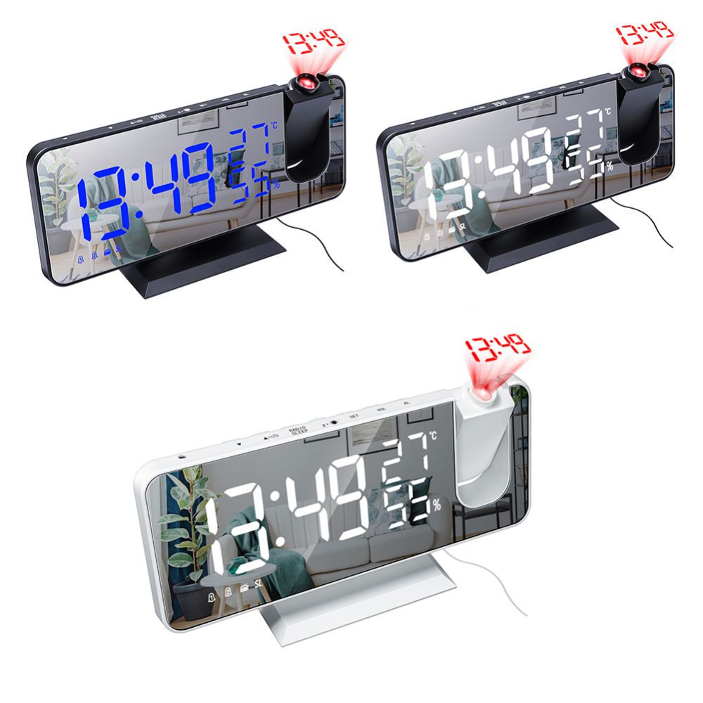 3in1 Smart Alarm Clock Digital Bedroom Projection Clock Radio - Mirror ...
