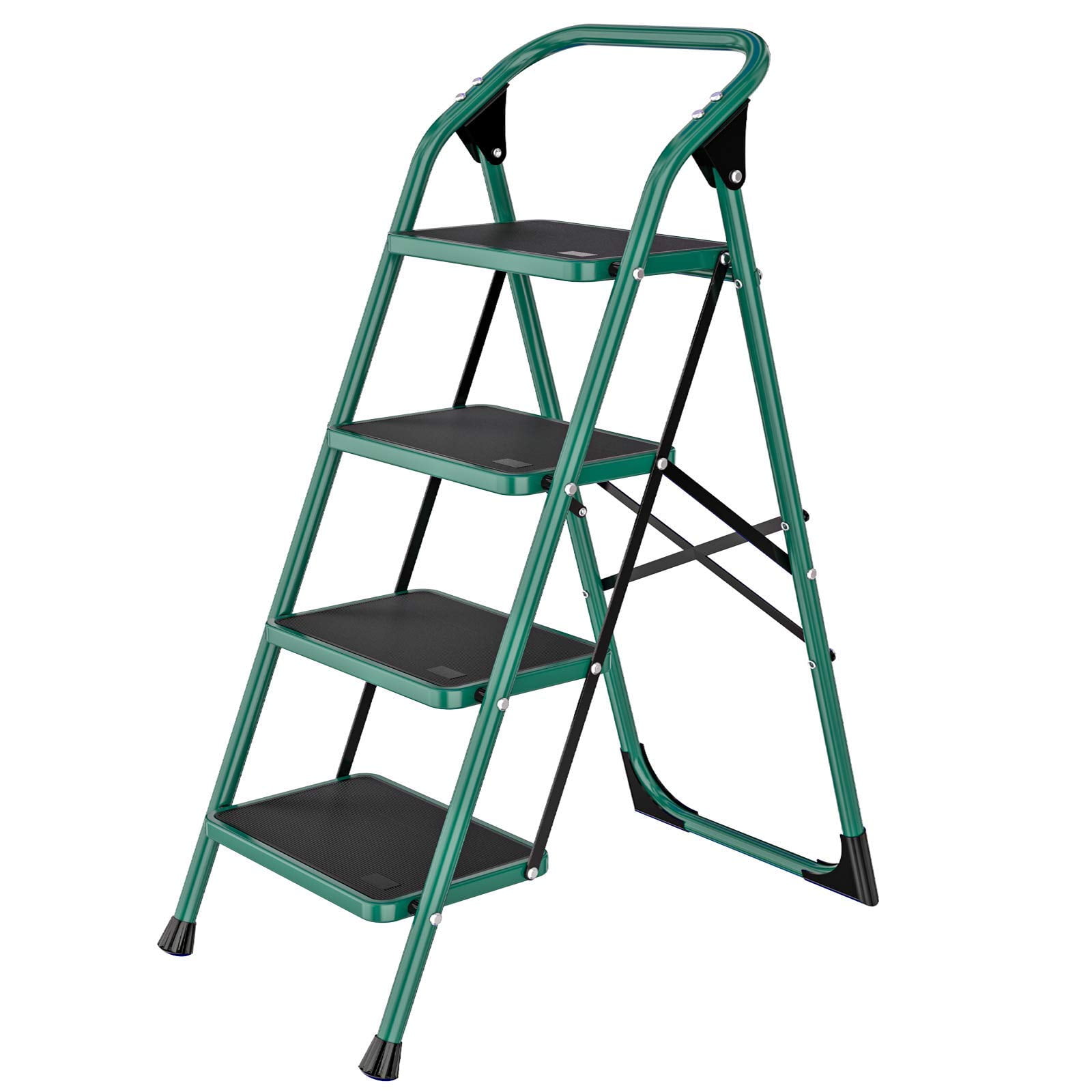SUNCOO 4 Step Ladder, Folding Step Stool w/Non-Slip Rubber Feet, 330lbs ...