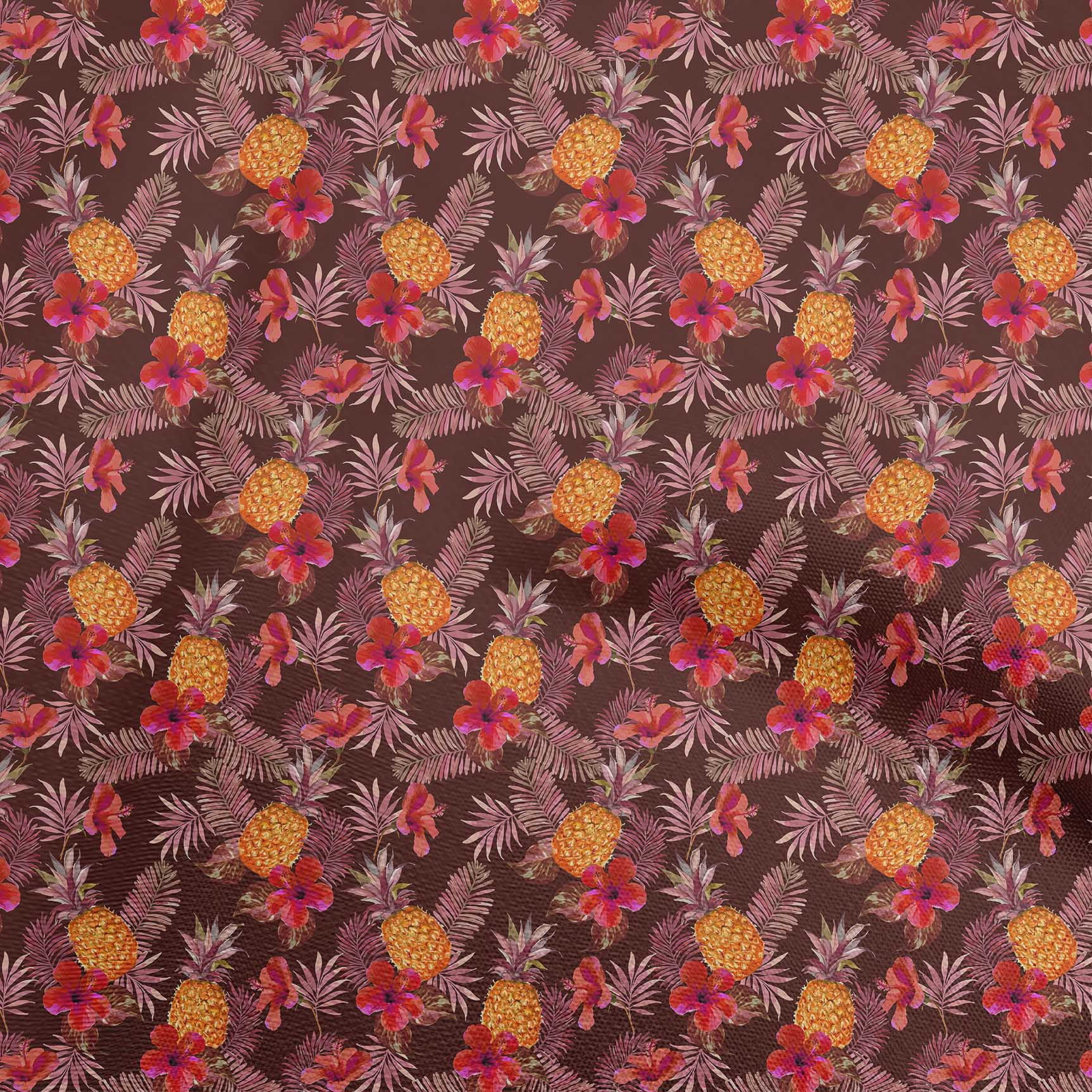 oneOone Velvet Maroon Fabric Tropical Leaf Sewing Fabric By The Yard ...