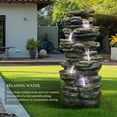 Willwolf Rustic outdoor Water Fountain with LED Lights, 6-Tiered Tall ...