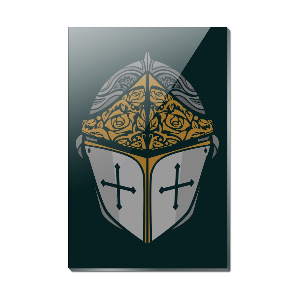 Knight Warrior Helmet Medieval Roses Templar Rectangle Acrylic Fridge ...