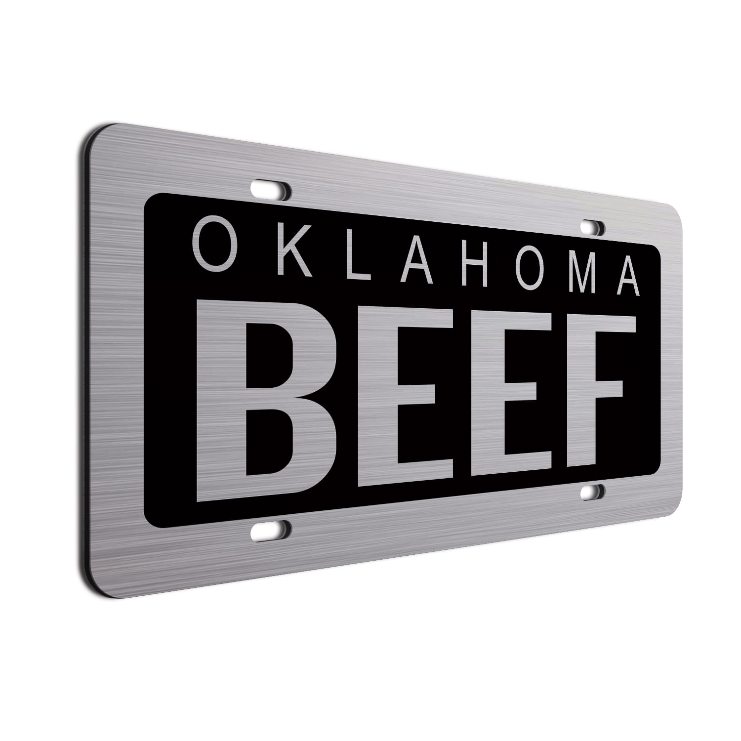 Black Oklahoma Beef License Plate Beef Farmer Car Tag Brushed Aluminum ...