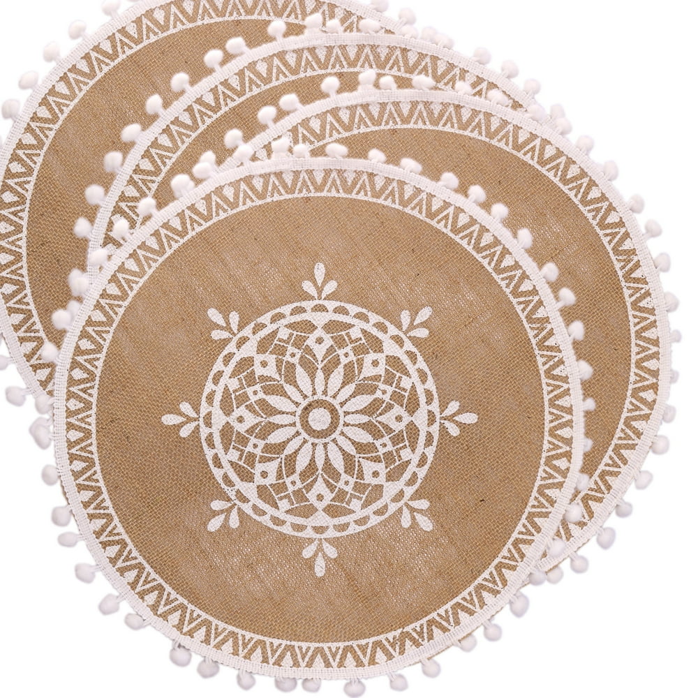 Set of 4 Burlap Round Placemats, 15 Set of 4 Burlap Round Placemats, 15