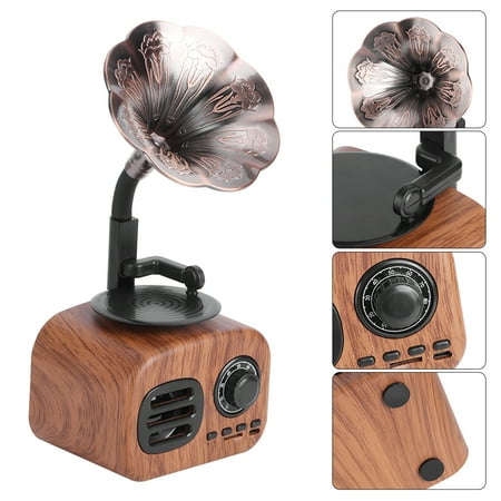 Zerodis Retro Speaker, Classic Style Phonograph Gramophone Shape Stereo ...