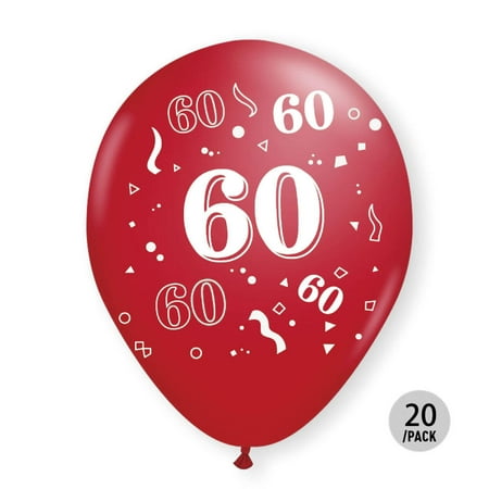 LIVINGbasics 60th Birthday Metallic Balloons Red Helium Quality 12 ...