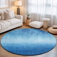 Blue White Area Rugs 4' (Round) Gradient Grid Texture Pastoral Abstract ...